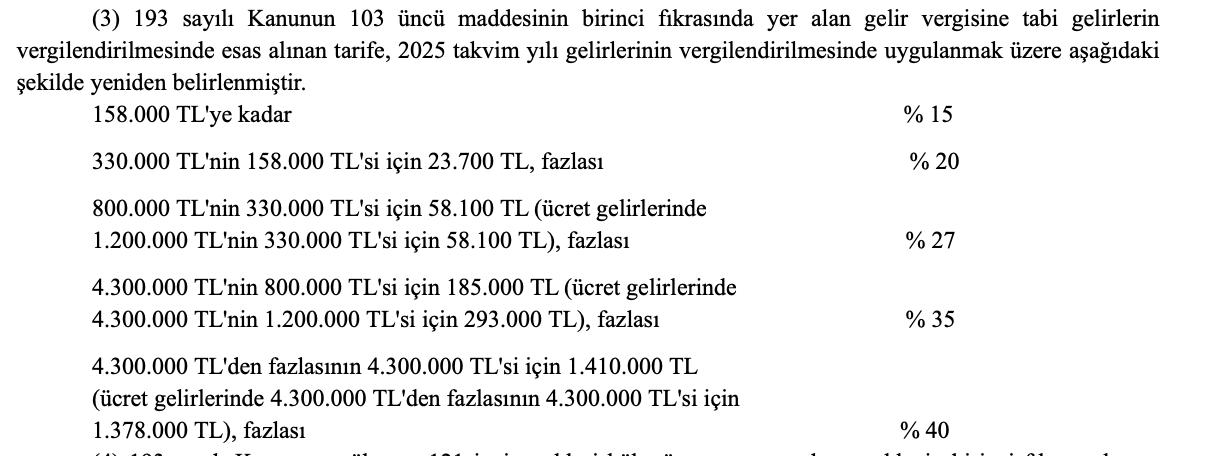 VERGİ DİLİMLERİ - 2025